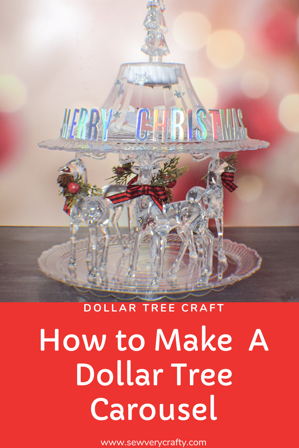 How to Make a Dollar Tree Christmas Carousel - Sew Very Crafty